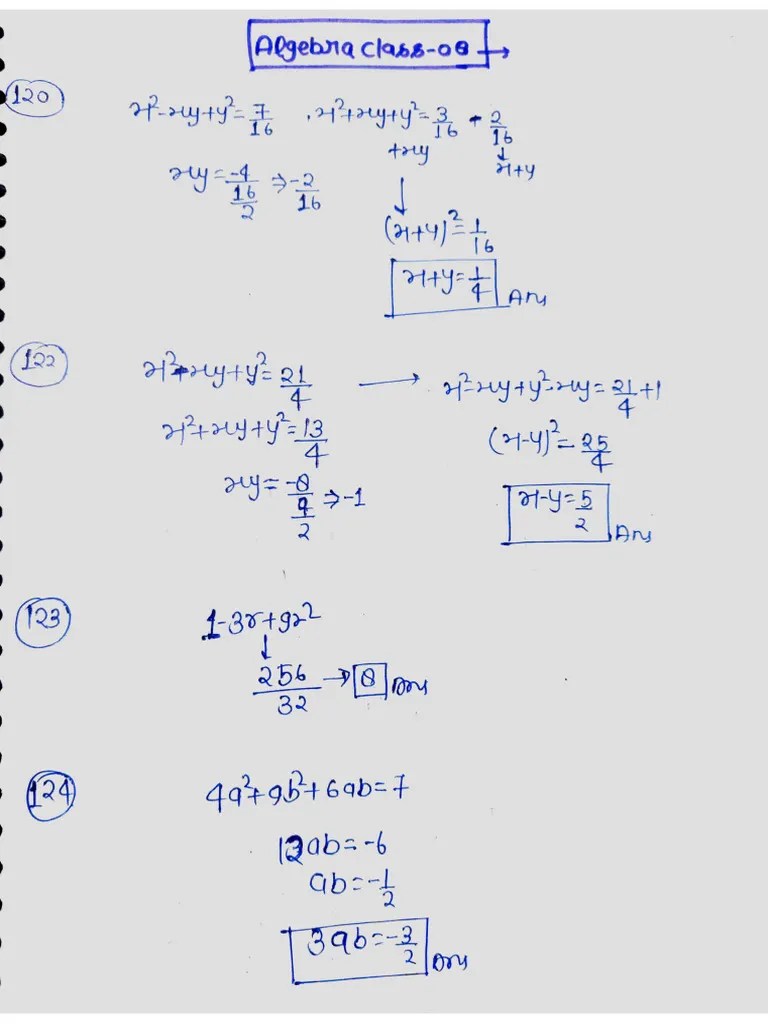 Algebra Class Notes-8 | PDF