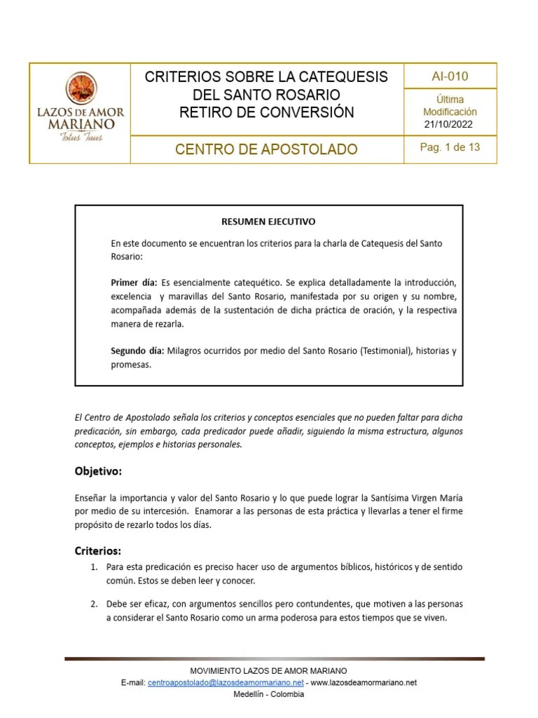 AI-010 Catequesis Del Santo Rosario | PDF | Rosario | Iglesia Católica