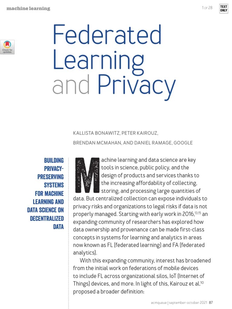 Federated Learning & Privacy | PDF | Machine Learning | Privacy