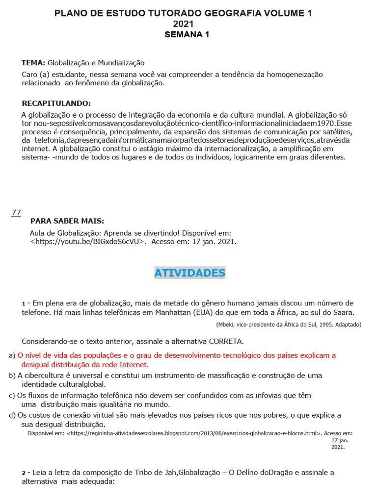Geografia 1° Ano.docx | PDF