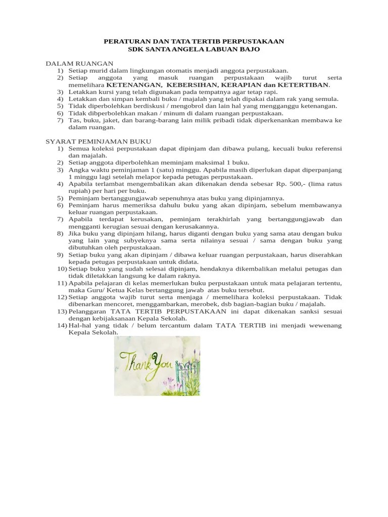 TATA TERTIB PERPUSTAKAAN New | PDF