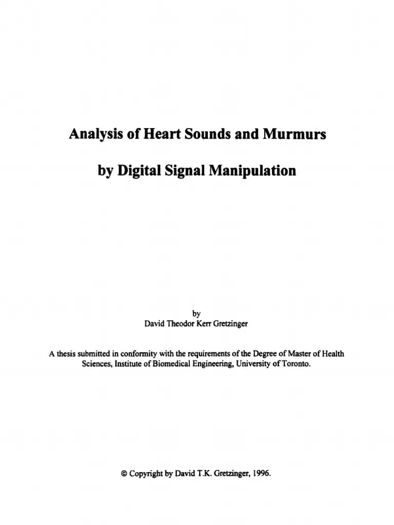 Analysis Of Heart Sounds And Murmurs By Digital Signal Manipulation ...