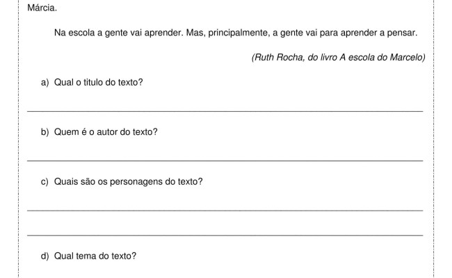 Interpretação De Texto 5 Ano Com Gabarito Doc – Texto Exemplo