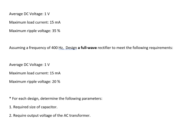 Solved Assuming A Frequency Of 400 Hz, Design A Half-wave | Chegg.com
