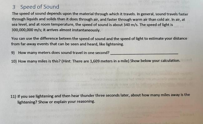 Solved 3 Speed Of Sound The Speed Of Sound Depends Upon The | Chegg.com