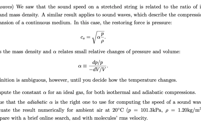 Solved 2. (sound Waves) We Saw That The Sound Speed On A | Chegg.com
