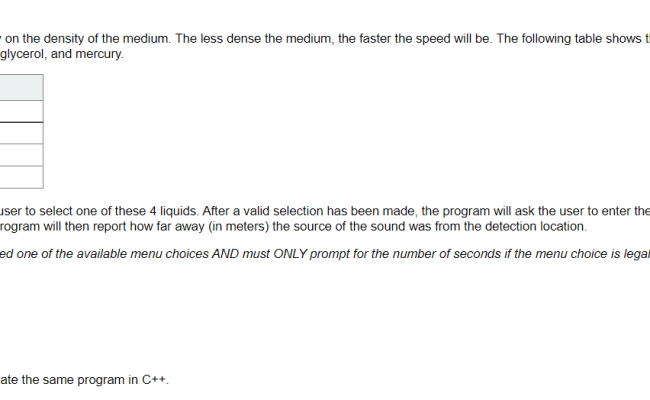 Solved The Speed Of Sound In Liquids When Traveling Through | Chegg.com