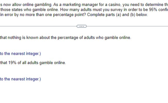 Solved Some States Now Allow Online Gambling. As A Marketing | Chegg.com