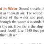 Solved Speed Of Sound In Water Sound Travels Through | Chegg.com