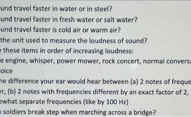 Solved 16. Does Sound Travel Faster In Water Or In Steel? | Chegg.com