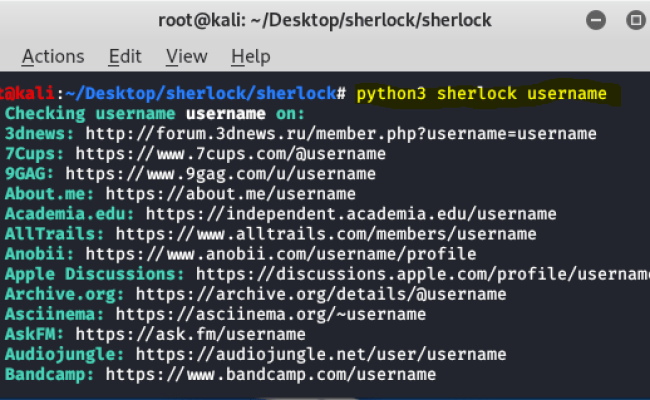 Sherlock – Hunt Username On Social Media Kali Linux Tool | GeeksforGeeks