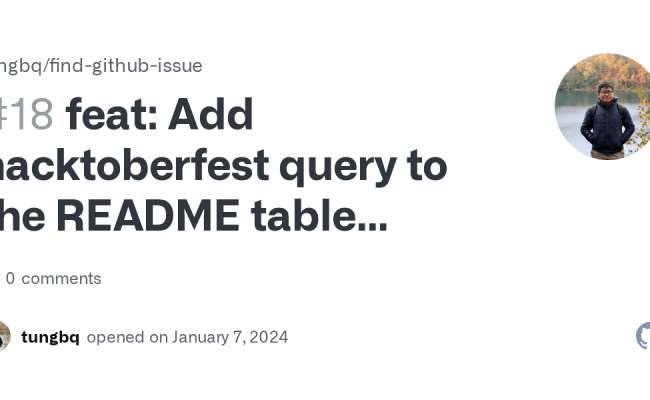 Feat: Add Hacktoberfest Query To The README Table Content · Issue #18 ...