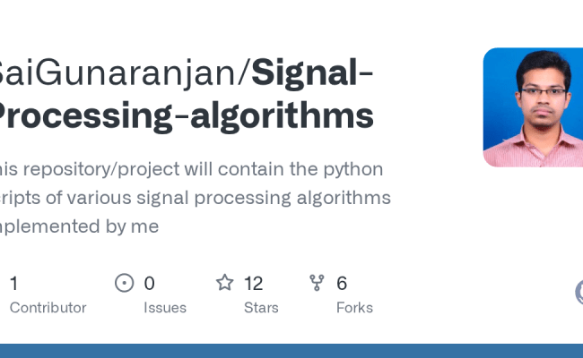 GitHub - SaiGunaranjan/Signal-Processing-algorithms: This Repository ...