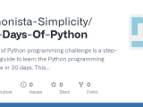Github Pythonista Simplicity 100 Days Of Python 30 Days Of Python