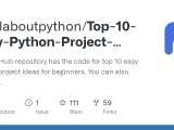 Issues Itsallaboutpython Top 10 Easy Python Project Ideas For