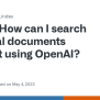 How Can I Search For Local Documents Without Using OpenAI? · Issue ...