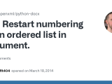 Restart Numbering Of An Ordered List In Document Issue 25 Python