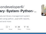 Github Pythondeveloper6 Library System Python Pyqt5 A Fully Featured