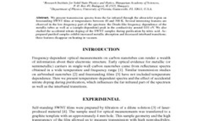 Wide Range Optical Studies On Transparent SWNT Films - Repository Of ...