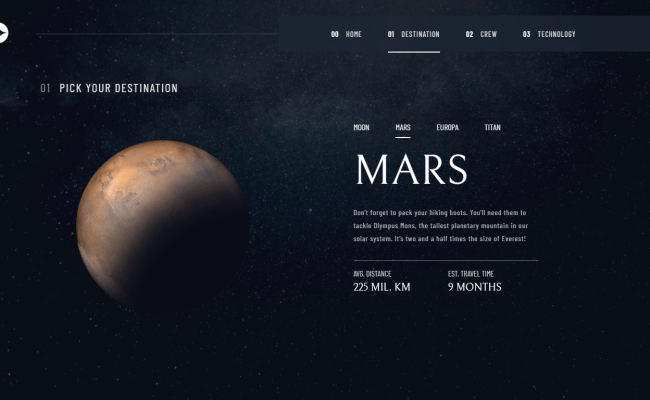 GitHub - Otizgit/Space-Tourism-Website