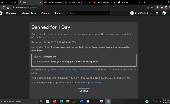 My First Roblox Ban... | Fandom