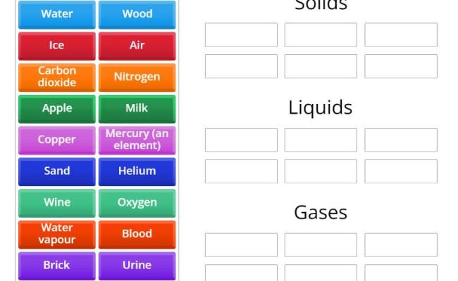 Solids Liquids Gas (using ) - Group Sort