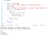 C Program To Print Consecutive Rows Numbers In Right Triangle