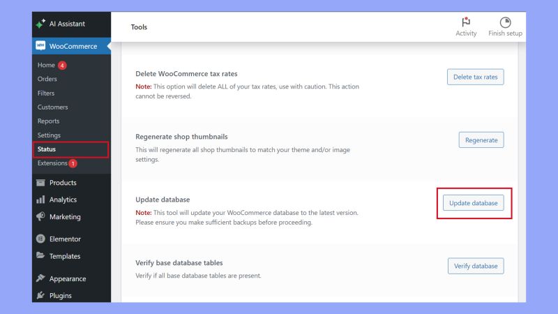 Update Database For Woocommerce Elementor Plugins From Within - High Resolution Dark Backgrounds for Desktop