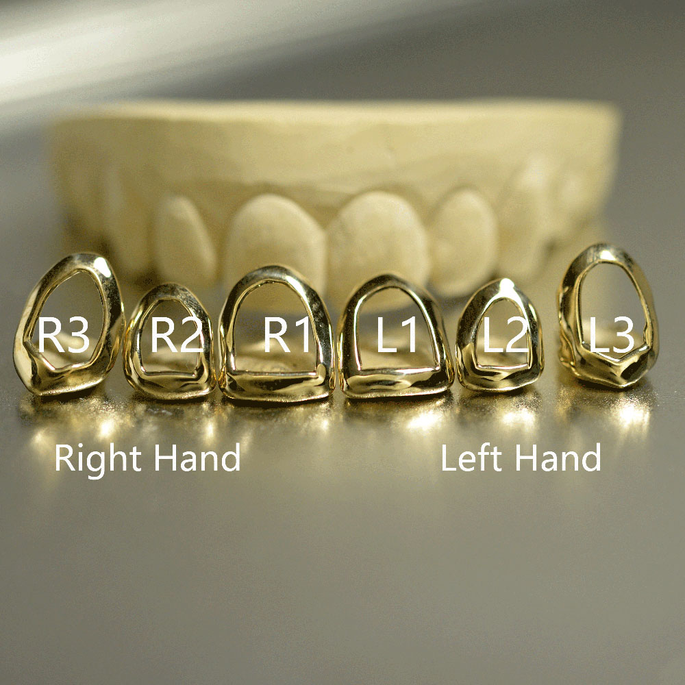 Open Face Yellow Gold Teeth Single Cap Grillz - Y 80002