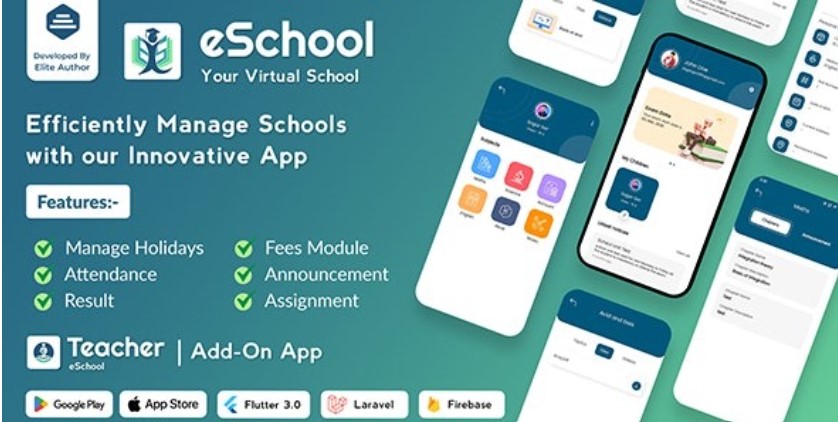 eSchool Virtual School Management System Flutter App with Laravel Admin ...