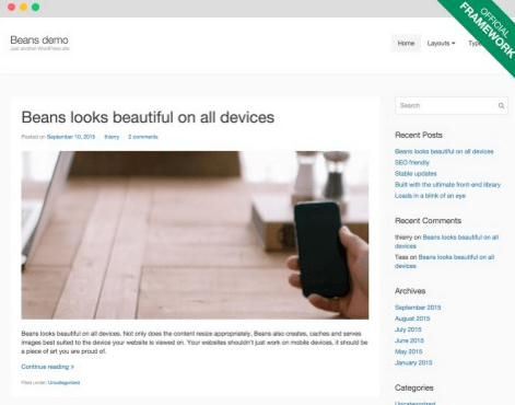Beans - A Fast Responsive WordPress Theme Framework - 365 Web Resources