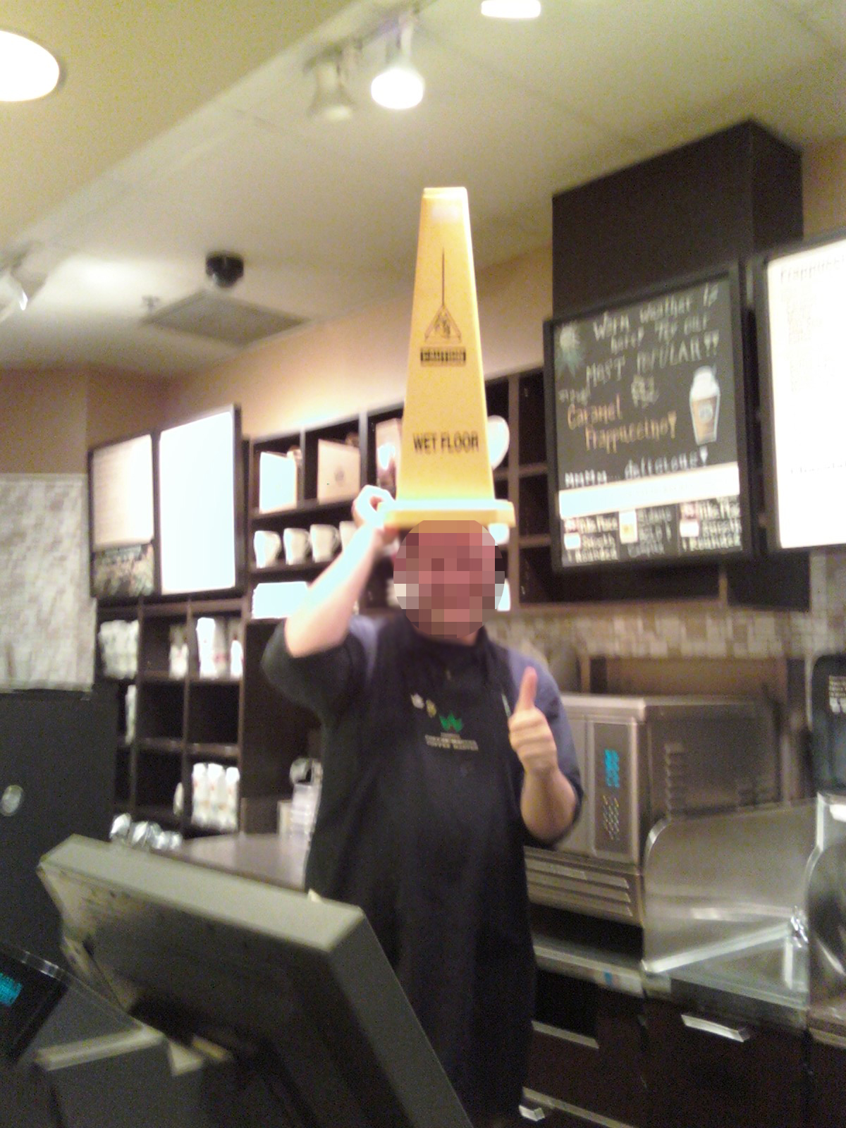 Some silly barista at a store on the moon | Three Green Aprons