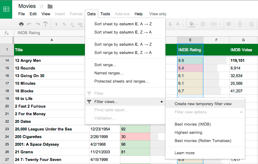 Google Drive updated with Filter Views for spreadsheets and more