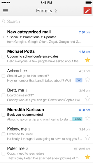 Gmail for iOS updated with support for iPhone 6 and 6 Plus display sizes