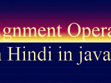 Assignment Operator In Hindi In Java A5theory