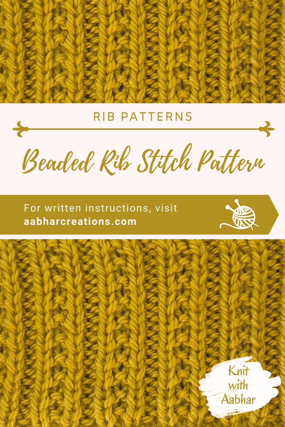 Beaded Rib Stitch Pattern | Knit with Aabhar | Aabhar Creations