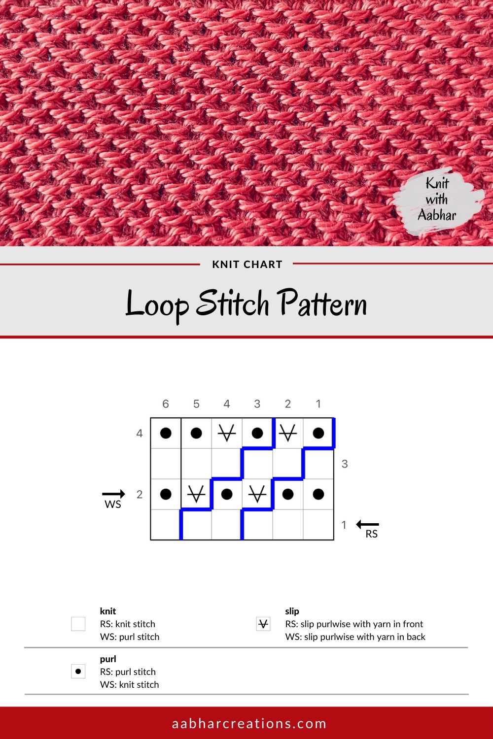 Loop Stitch Pattern | Knit with Aabhar | Aabhar Creations