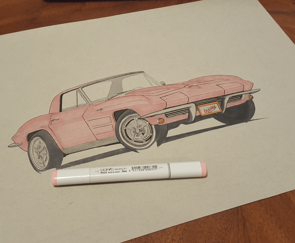 1963 Corvette Drawing - Aaron Thomas Art Automotive Artwork Illustration