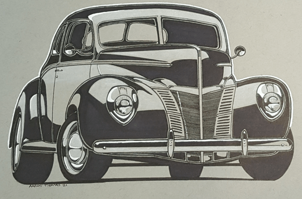 1940 Ford Drawing - Aaron Thomas Art Hot Rod Artwork Sketch Illustration