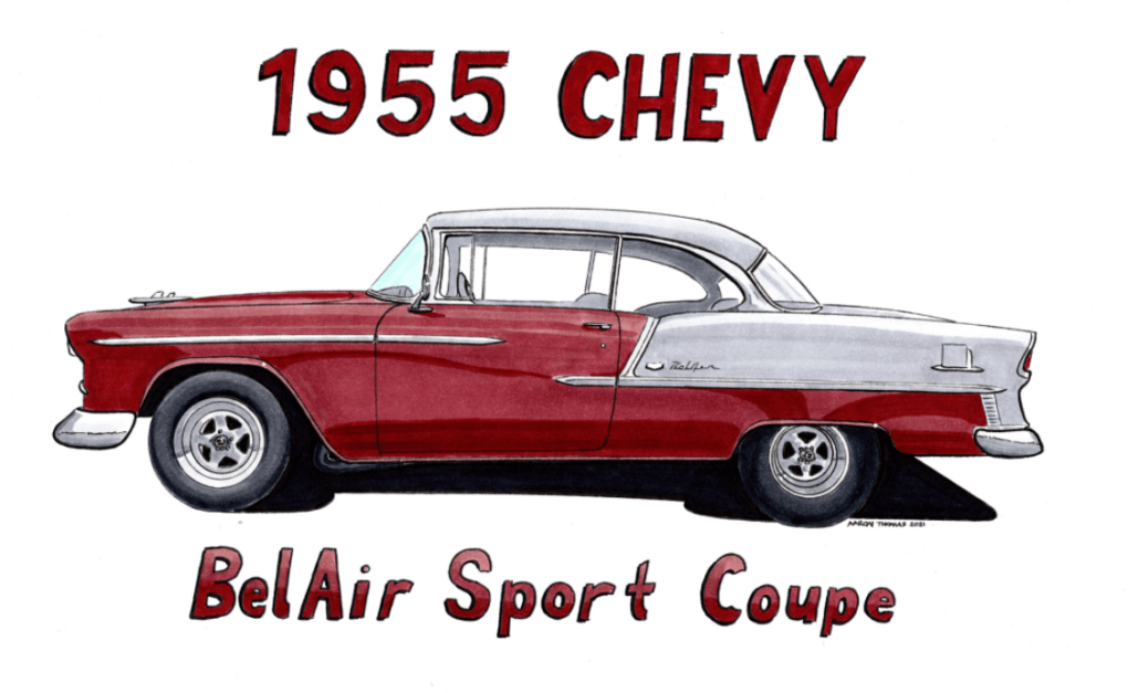 1955 Chevy Bel Air Drawing - Aaron Thomas Art Hot Rod Artwork