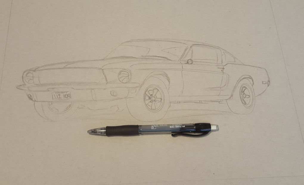 Bullitt Mustang Drawing - Aaron Thomas Art Automotive Artwork Illustration