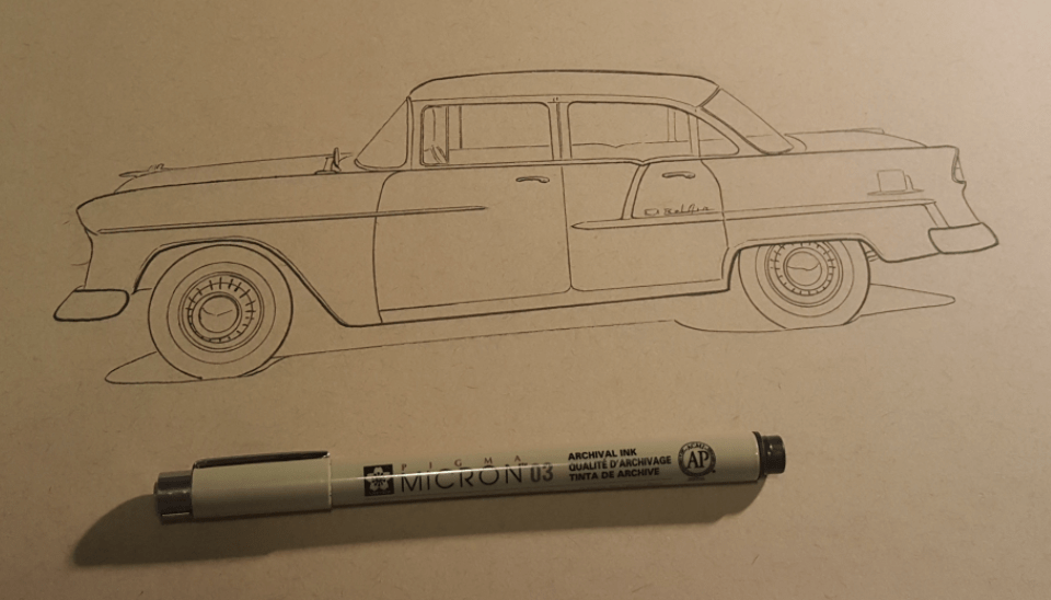 1955 Bel Air Drawing - Aaron Thomas Art Classic Automotive Artwork