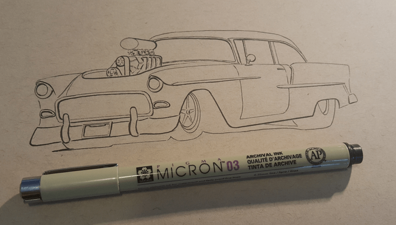 1955 Chevy Pro Street Drawing - Aaron Thomas Art Automotive Artwork