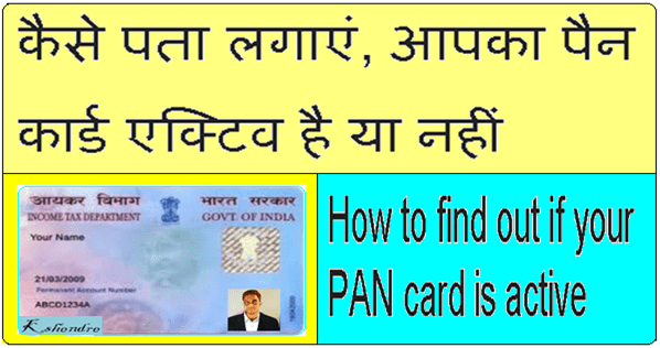 कैसे पता करे, पैन कार्ड एक्टिव है या नहीं | PAN Card Active Or Inactive