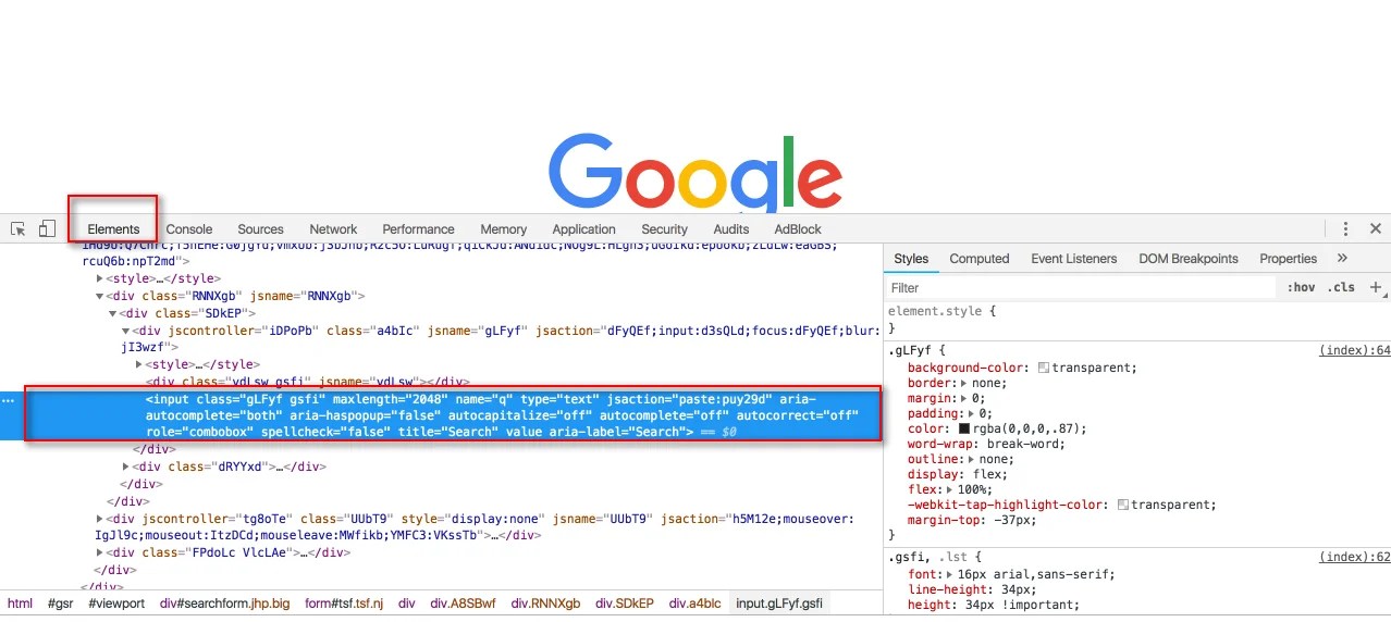 Selenium Webdriver Tutorial Inspecting Elements For Writing Xpath Css Selector In Chrome 1351