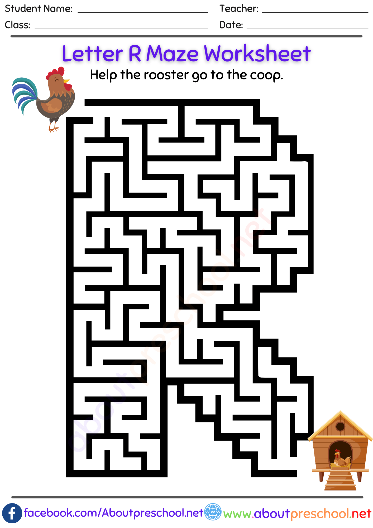 Free Letter R Maze Worksheet - About Preschool