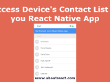 Access Device S Contact List In React Native App About React