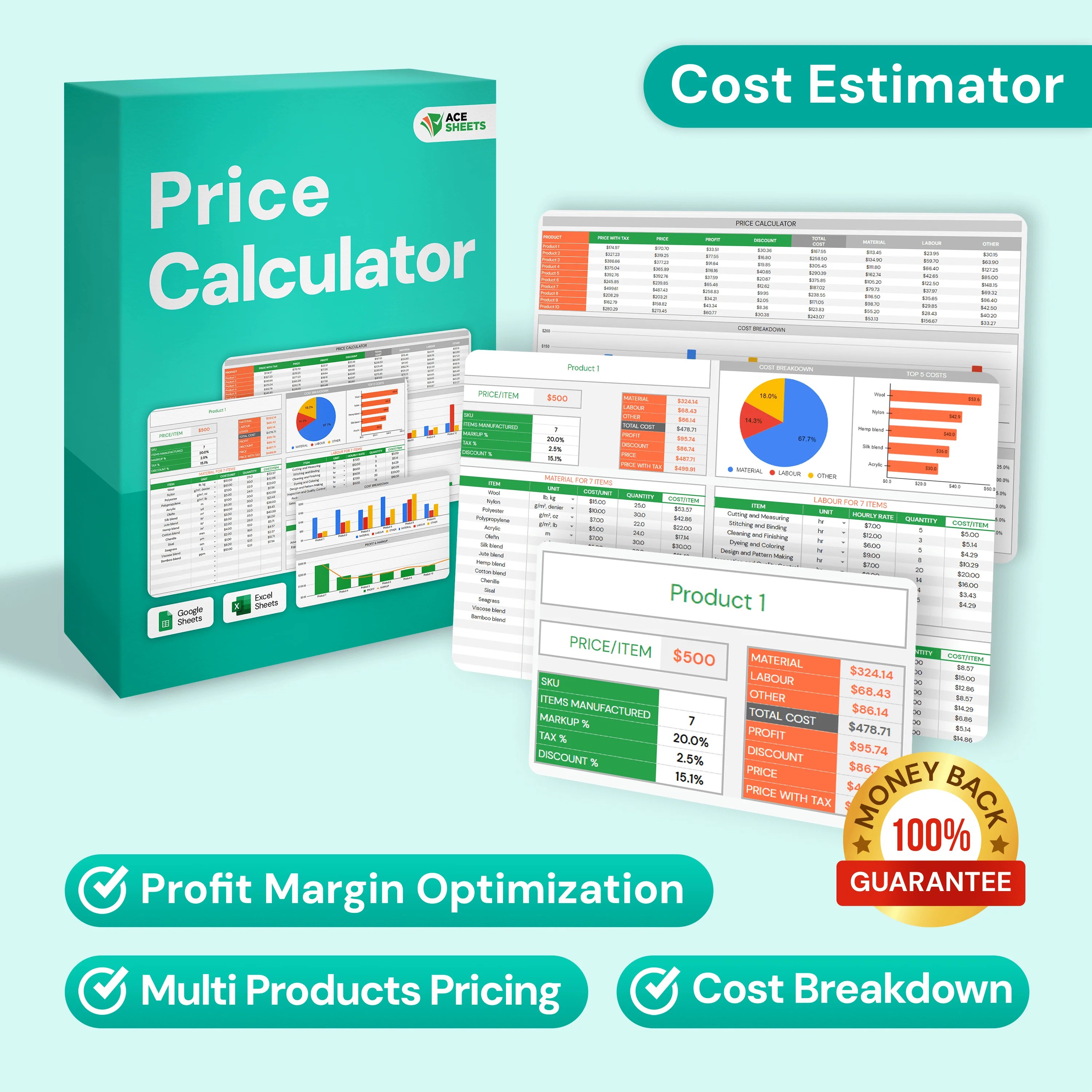 Price Tracker Cost Calculator Acesheets Inc