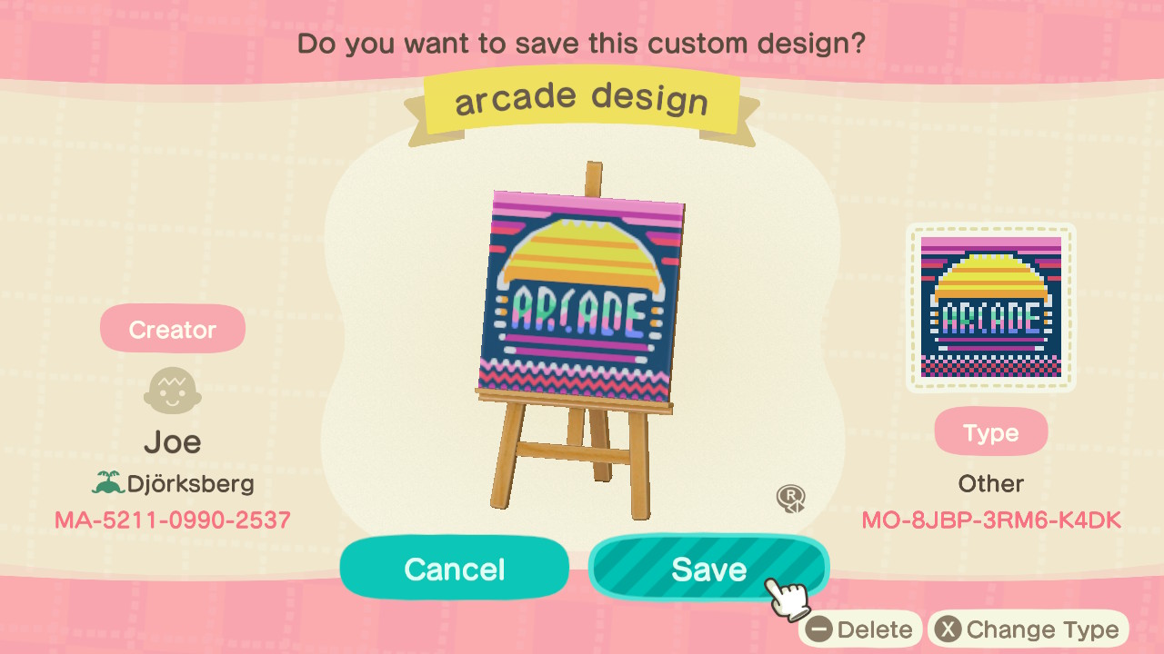 Arcade Sign - Animal Crossing Pattern Gallery & Custom Designs