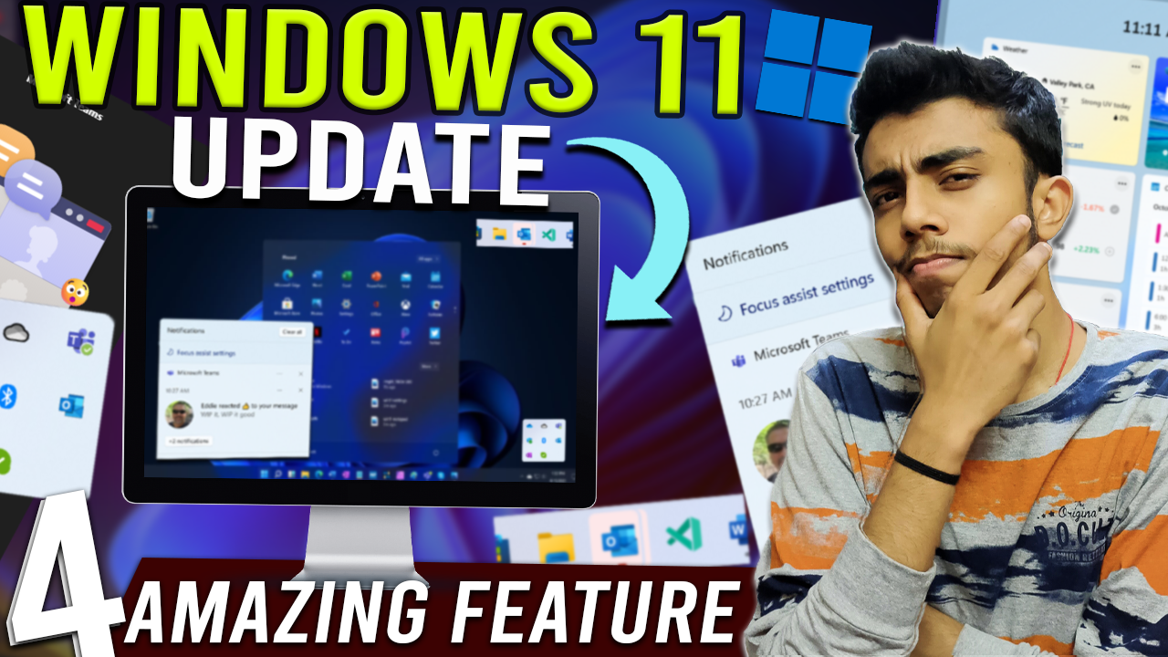 Windows11 New Update Built 22000.100(Gazab hi kar diya)😮 4 Amazing ...